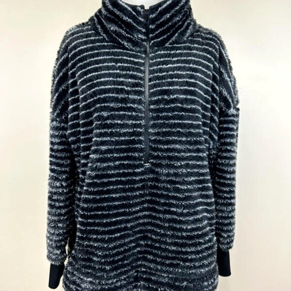 LuLaRoe | Tops | Lularoe M Nancy 2 Zip Furry Fuzzy Pullover Top Black ...